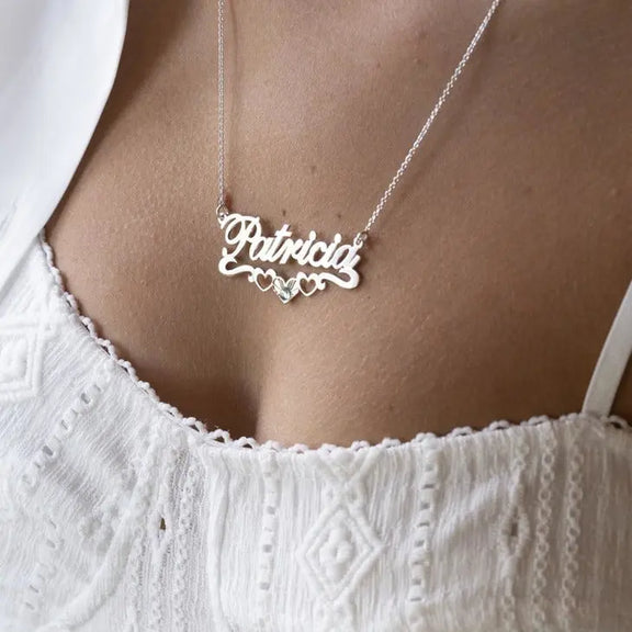 Name Necklace with Birthstone Heart – NamePlateDepot