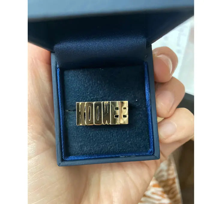 Real Gold Block Font Name Ring 10mm – NamePlateDepot